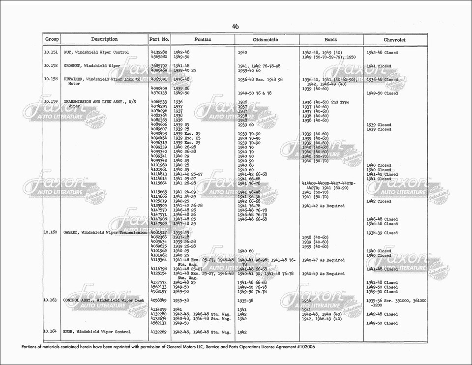 Pontiac Parts Interchange Manual 1950 1949 1948 1947 1946 1942 1941 ...