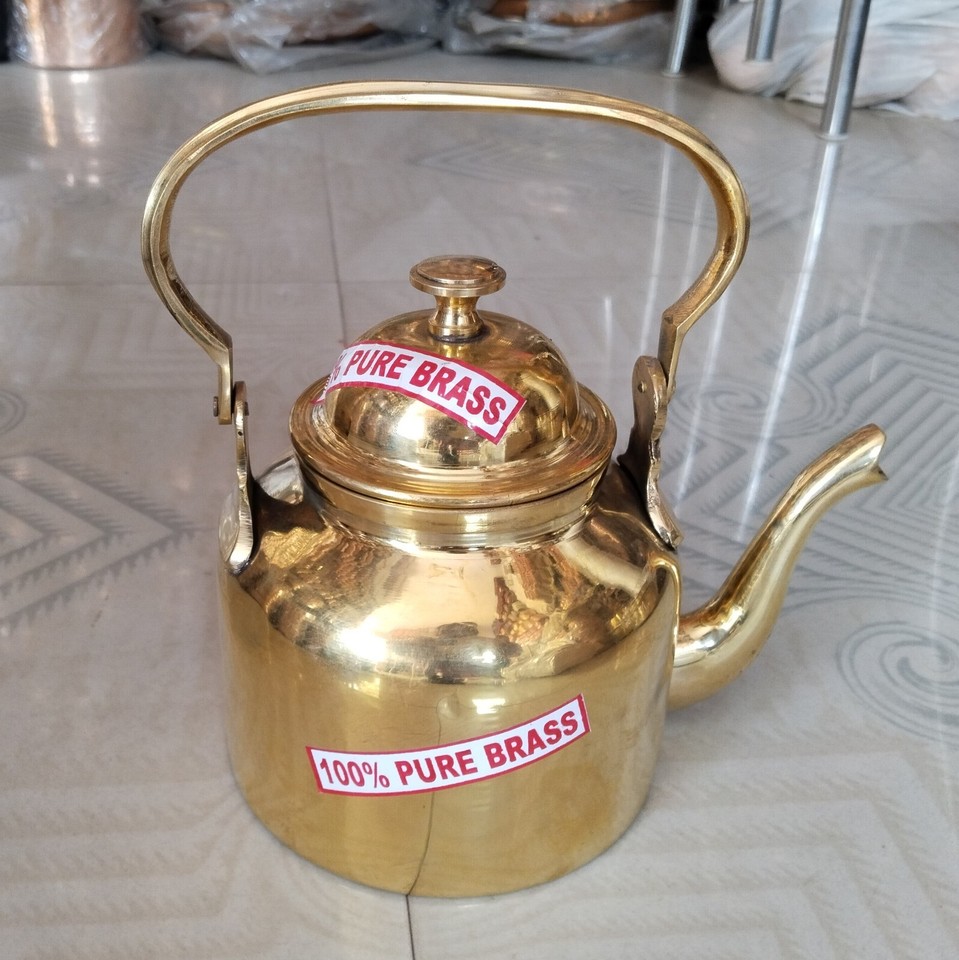 Antique Brass Plain Tea Pot, Brass Tea Kettle, Teapot Cooking & Serving ...