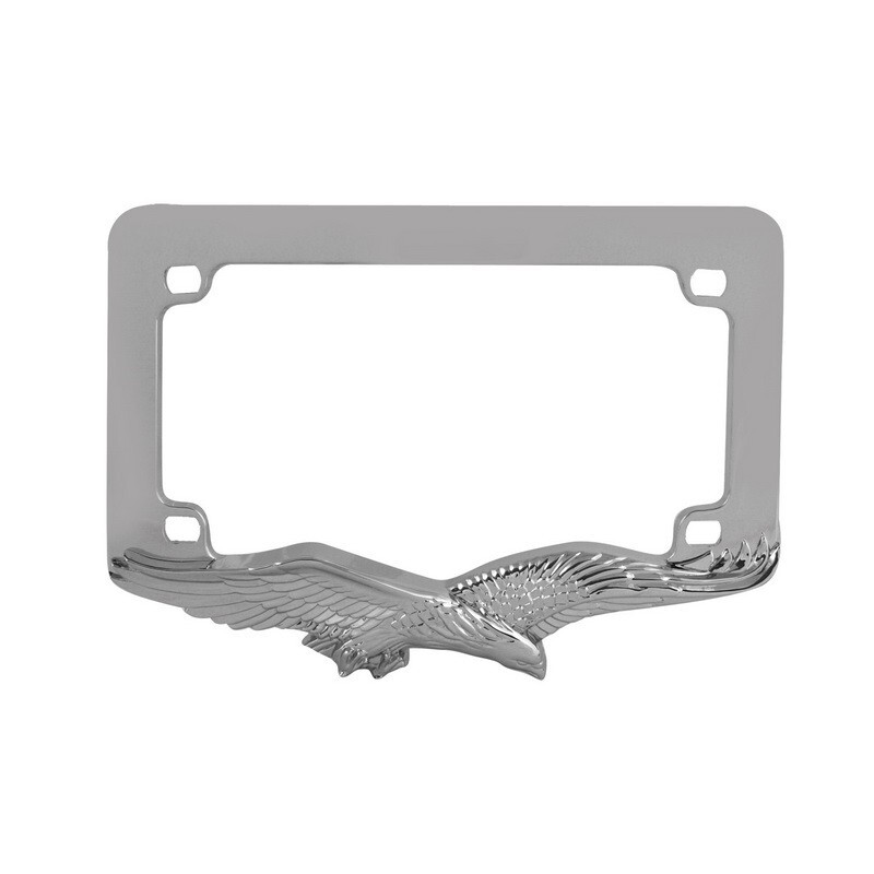 Motorcycle License Plate Frame 3D Eagle Chrome Plated Die Cast Zinc USA ...