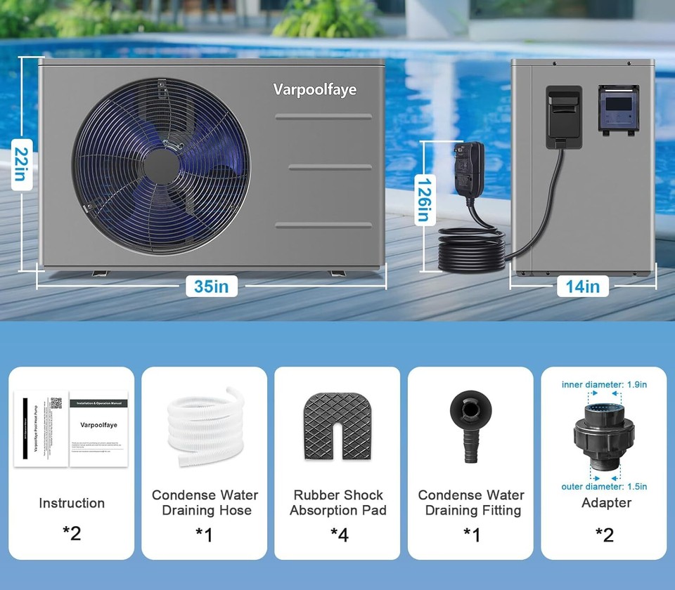 Pool Heat Pump 16000/27000/30000/40000BTU Inground Pool Heater Above Ground Warm | eBay