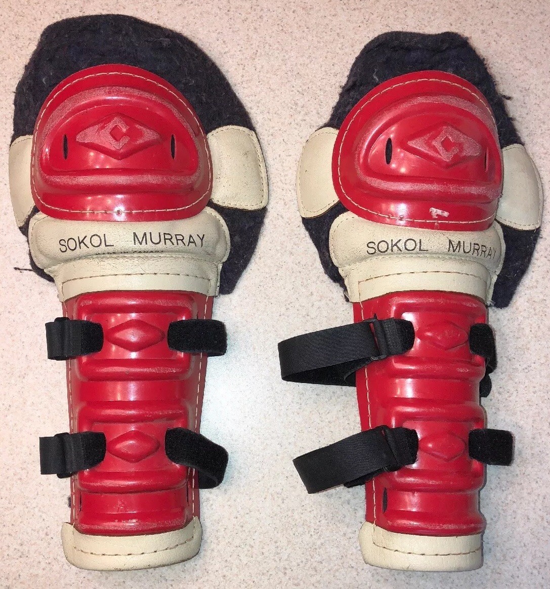 Sokol Murray Hockey Shin Guards Red & White Made in Canada vintage ...