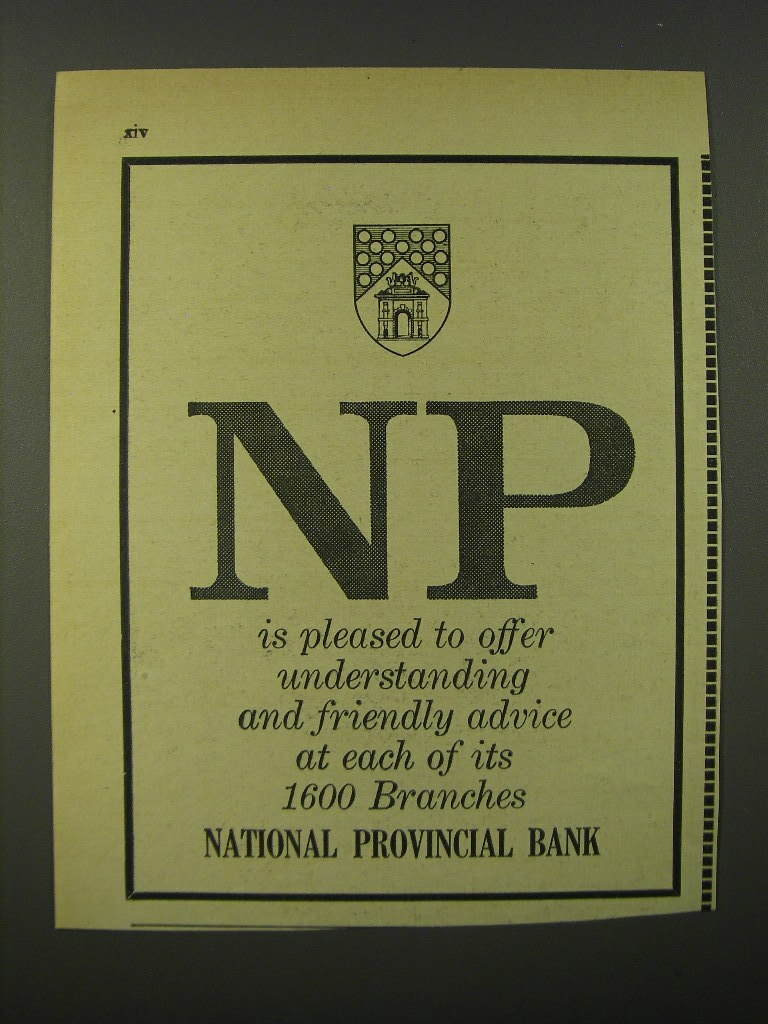 1964 National Provincial Bank Limited Ad - NP is pleased to offer ...