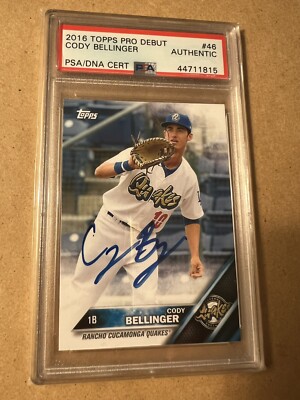 CODY BELLINGER AUTO 2016 TOPPS PRO DEBUT #46 ROOKIE SIGNED CARD PSA/DNA ...