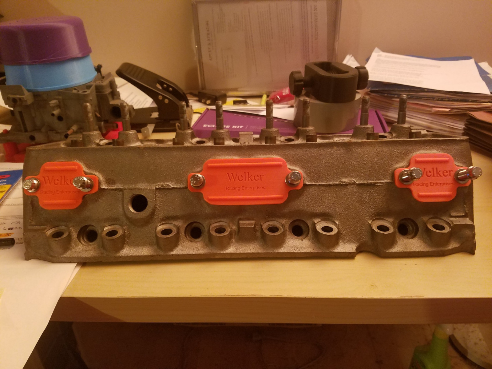 Small Block Chevy Exhaust Block Off Plate - ORANGE | eBay