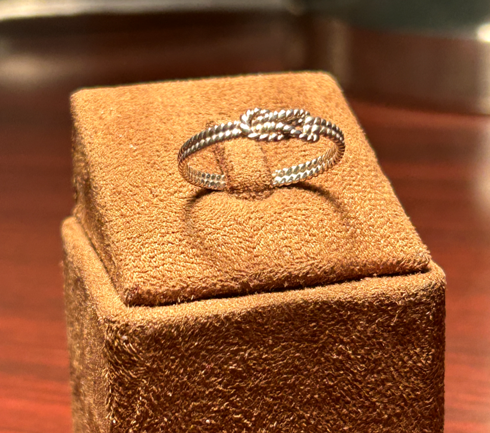 Dainty Twisted Rope Slipknot STERLING SILVER RING - Unique Small ...
