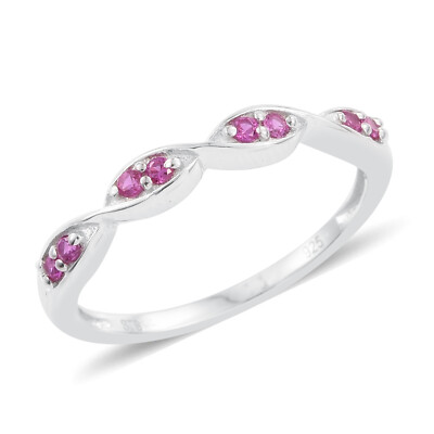 Lab Created Ruby Infinity Ring in 925 Sterling Silver (Size 7) 0.20 ctw ...