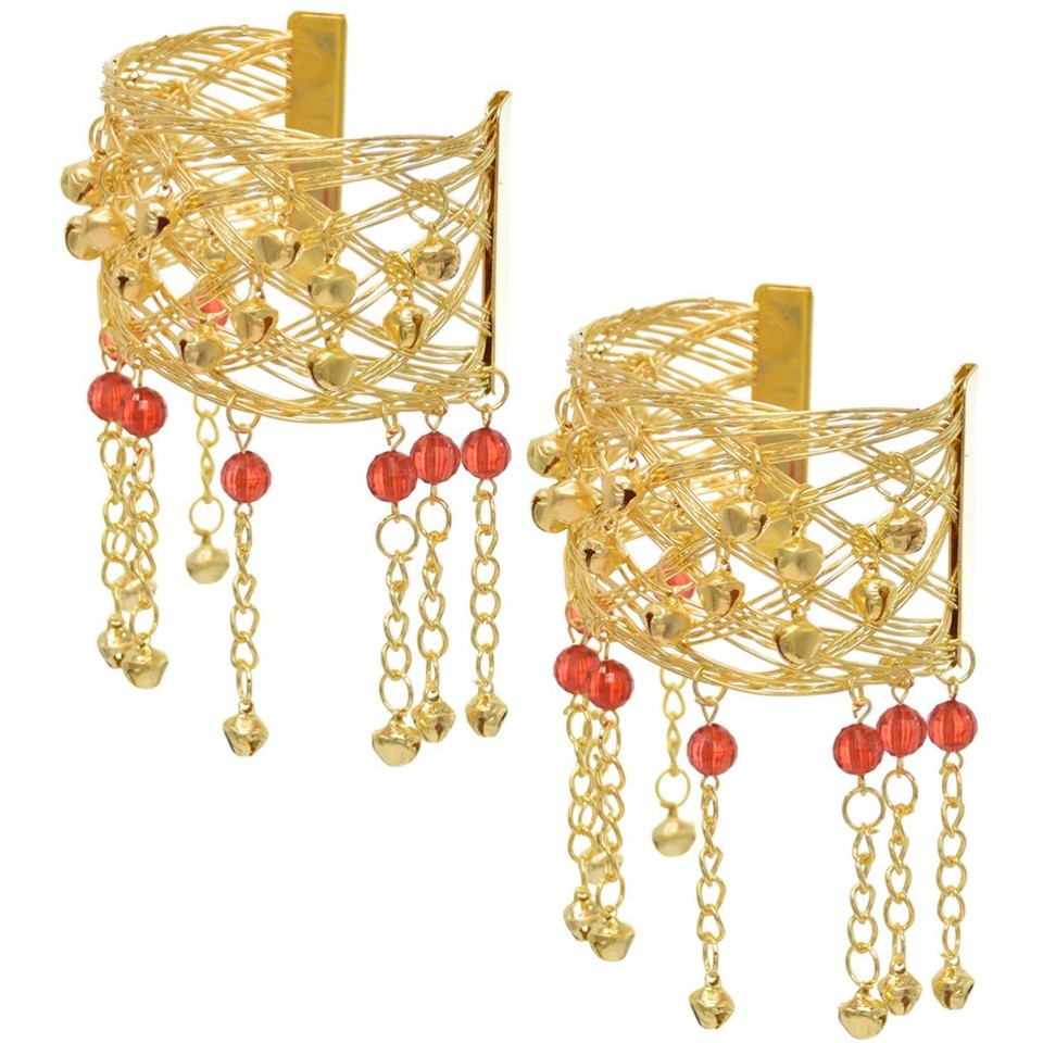 2pcs Metal Belly Dance Arm Chains Belly Dance Bell Bracelet Armlet Bell ...