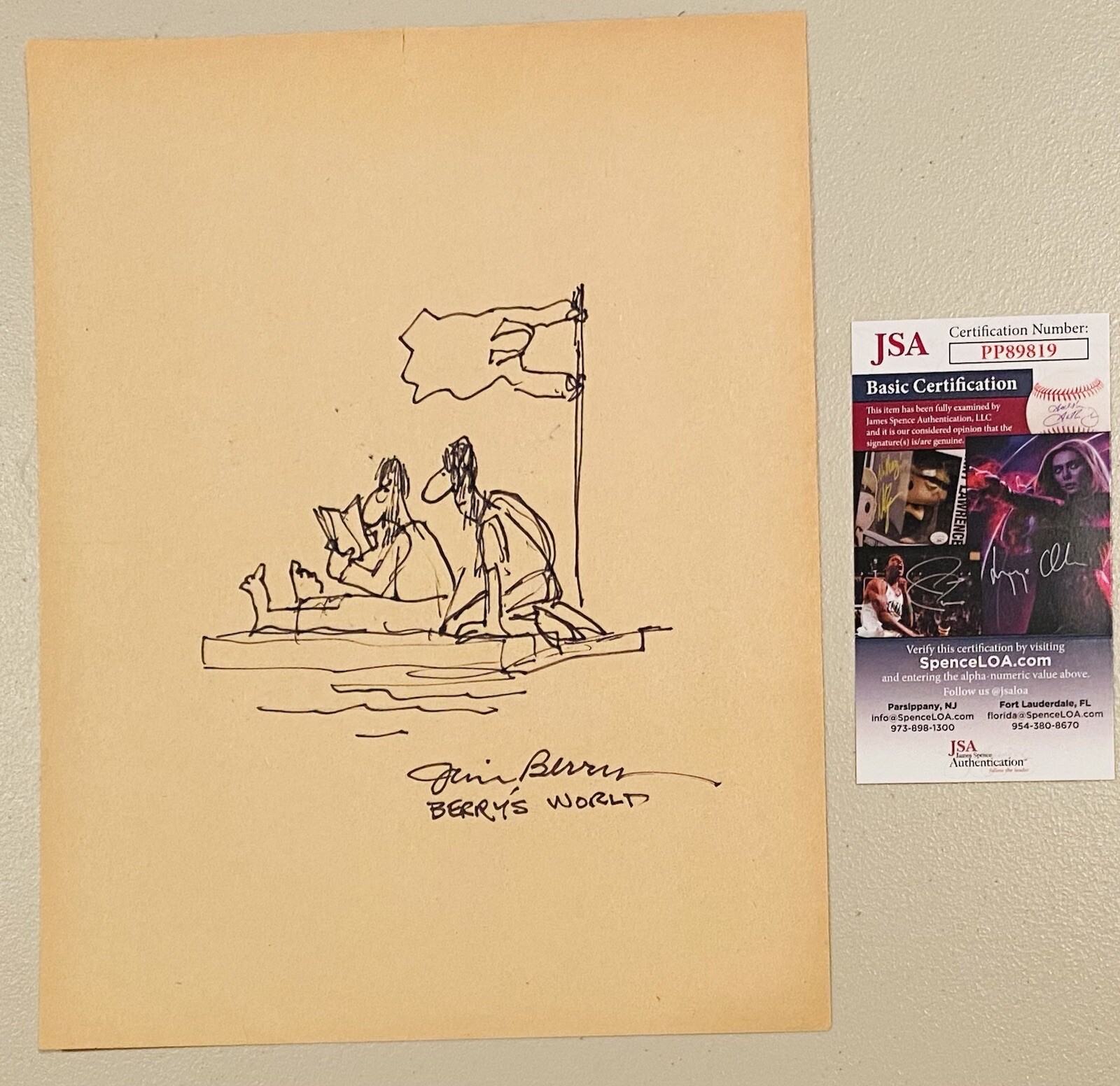 Jim Berry Signed Autographed 8.5 x 11 Page W Sketch JSA Cartoonist ...