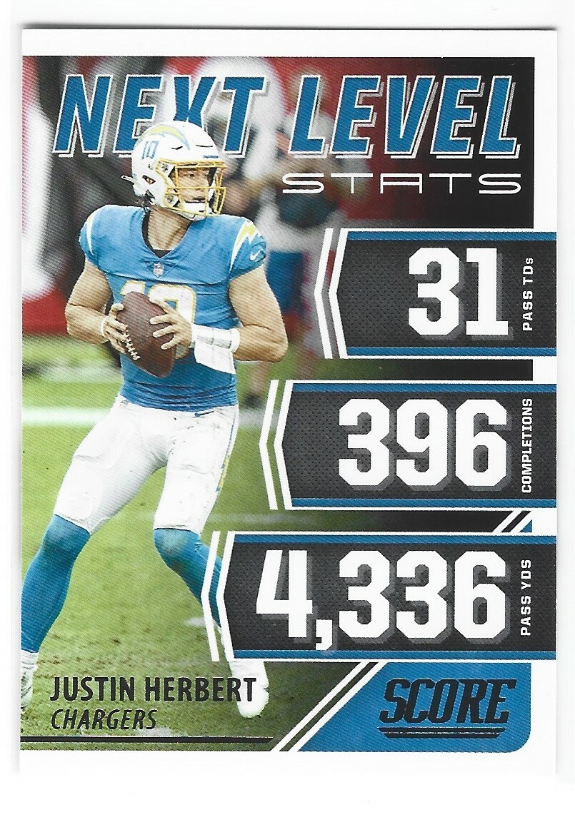 JUSTIN HERBERT 2021 SCORE NEXT LEVEL STATS CHARGERS OREGON DUCKS D1 | eBay