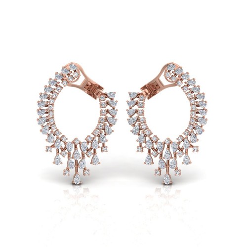 3.90 Ct Natural H/SI Round Pear Diamond Hoop Earrings Solid 18k Rose ...