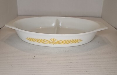 Vintage PYREX Royal Wheat, Oval Divided Dish, 1.5 Qt, 1960, Made in USA ...