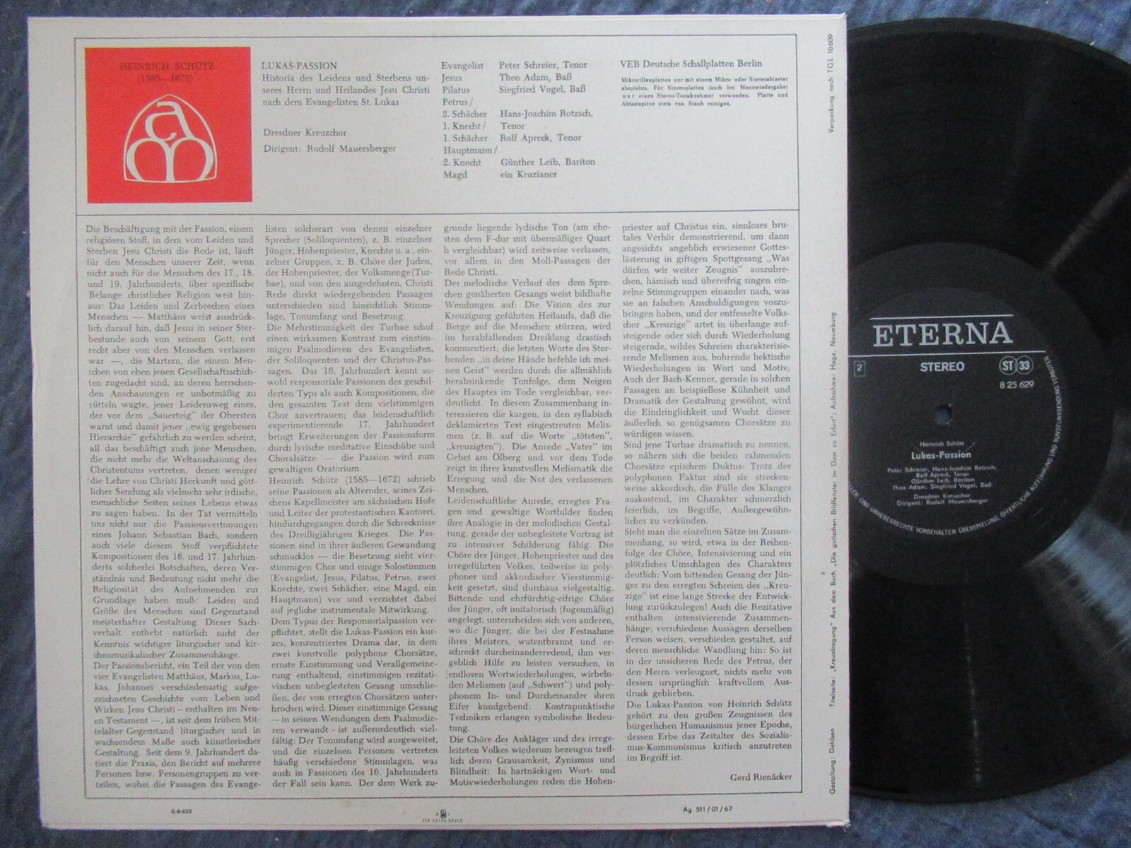 DRESDNER KREUZCHOR Schütz Lukas-Passion / Stereo LP DDR 1967 ETERNA 825629 | eBay