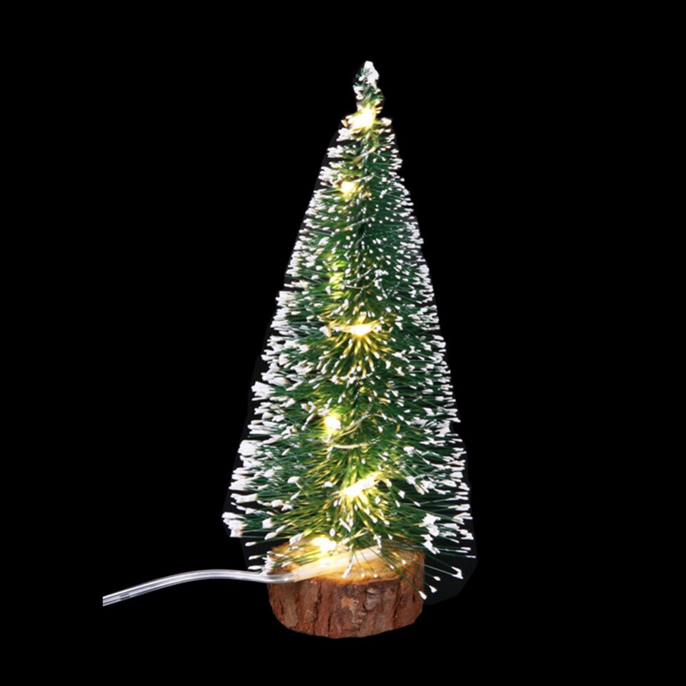 Mini Christmas Tree with LED Light Snow Small Pine Tree Table Xmas ...
