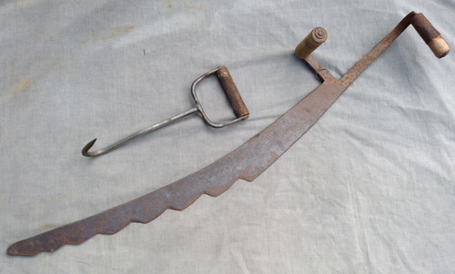 Vintage Hay Saw Knife And Hay Bale Hook - Lot Of 2 Wood Handle Farm ...