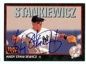Andy Stankiewicz autographed baseball card Yankees 1993 Donruss Triple ...