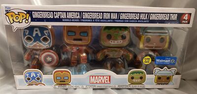 Funko Pop! Gingerbread 4 Pack Cap America Iron Man Hulk Thor New ...