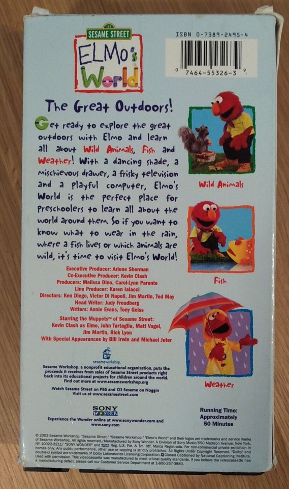 Elmo's World The Great Outdoors! VHS 03 Sesame Street Elmos Fish ...