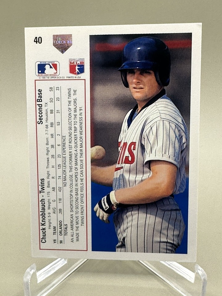 CHUCK KNOBLAUCH 1991 Upper Deck AUTOGRAPH ROOKIE #40 - Twins | eBay