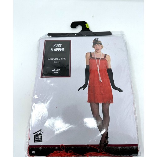 Ruby Flapper Halloween Costume for Women, Gatsby Ruby Red dress NEW S/M ...