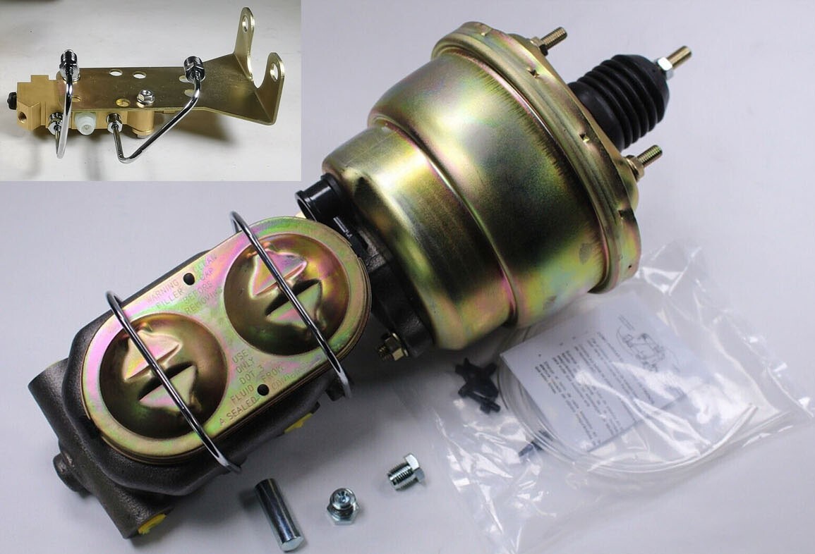 8" Dual Booster Power Brake Master Cylinder & Bottom Disc Disc valve ...