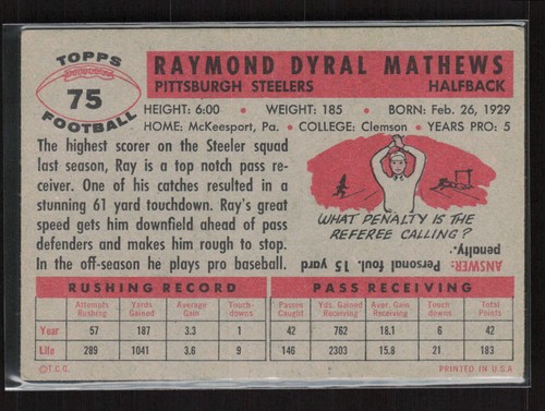 1956 Topps #75 Ray Mathews PR | eBay