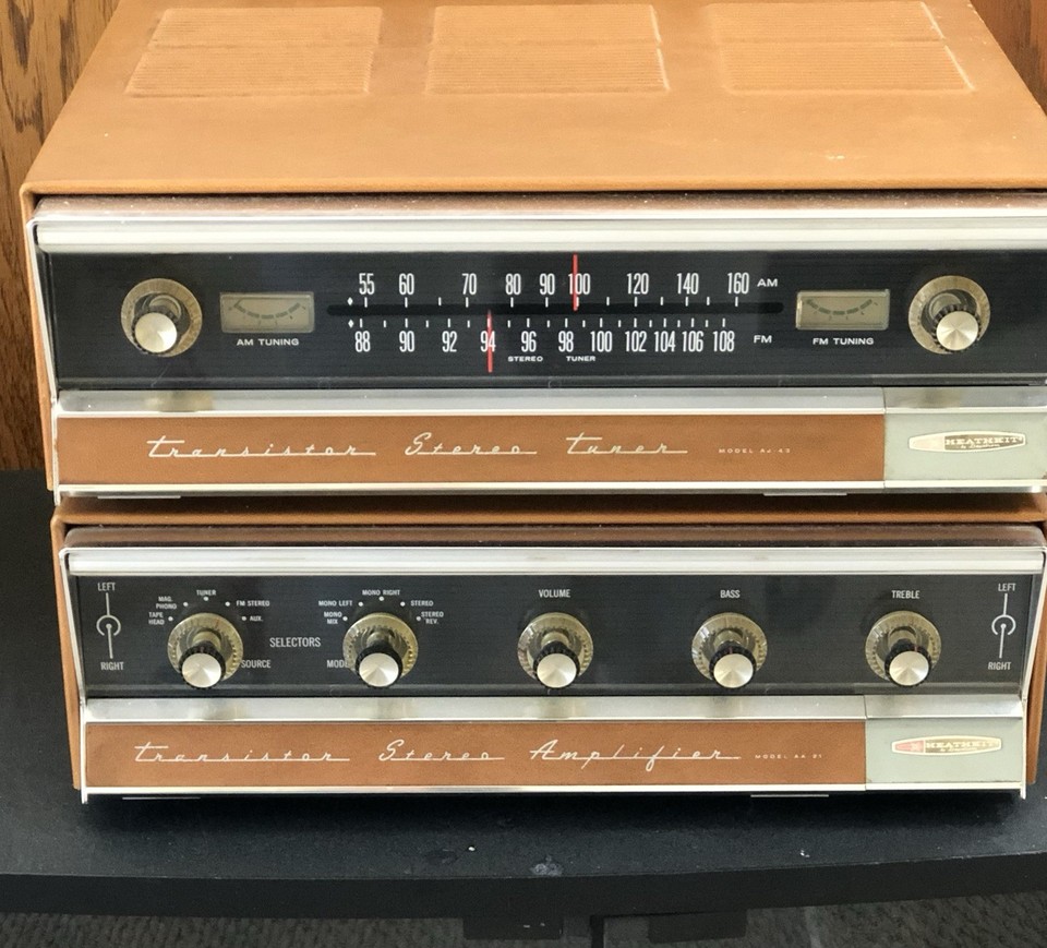 Vintage Heathkit Stereo Console-AA-21 Amplifier, AJ-41 Tuner, Cabinet ...