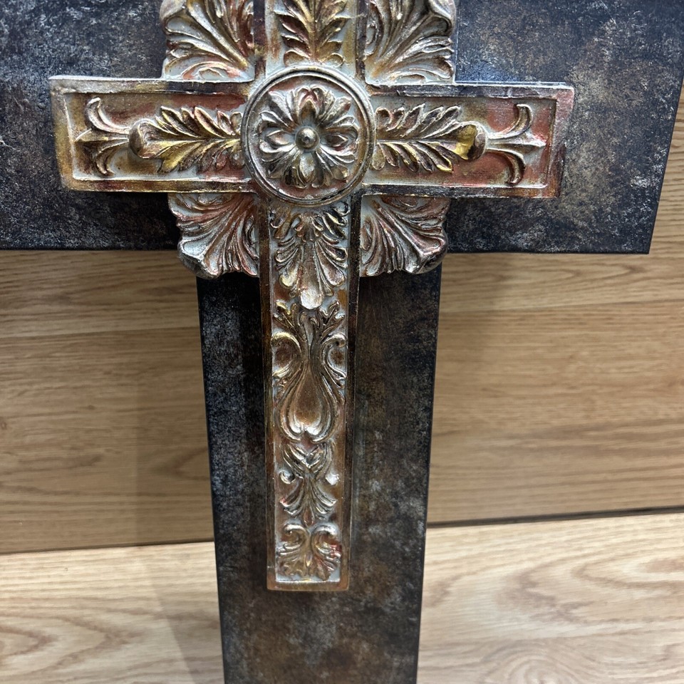 11” Wide X 19” Tall Hanging Wall Art Decor Metal Religious Cross Large ...