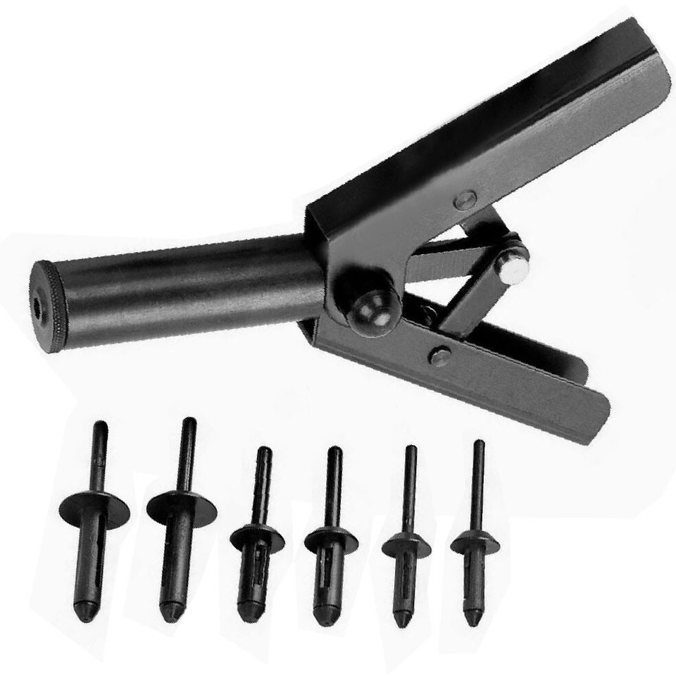 W/ 40 Poly Rivets 41Pcs Assorted Plastic Riveter Rivet Gun Quick Set ...