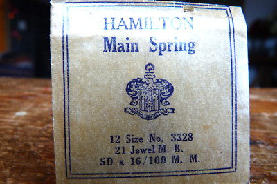 Hamilton 12s 21 j. 3328 Mainspring x 1 piece T end blue alloy | eBay