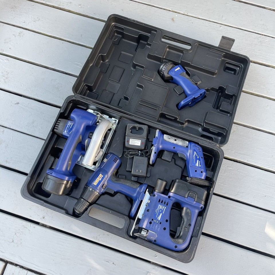 Benchtop Pro Battery Power Tools Set w/ Sander Drill,Jigsaw,Charger ...