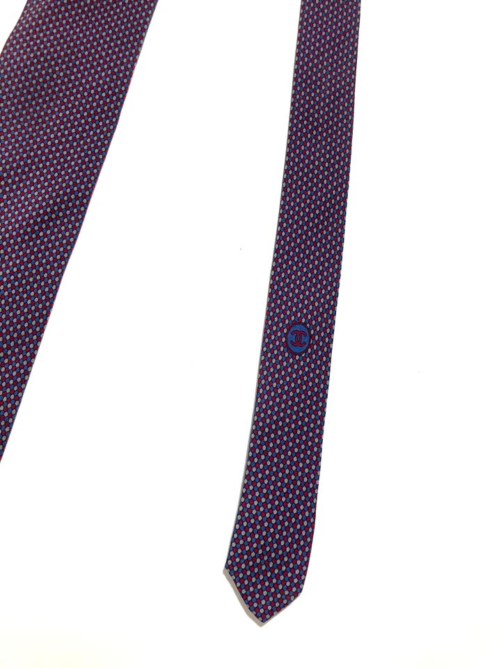 CHANEL VINTAGE CIRCLES OVALS TRICOLOR TIE CC LOGO COCO DOTS HIGH END ...