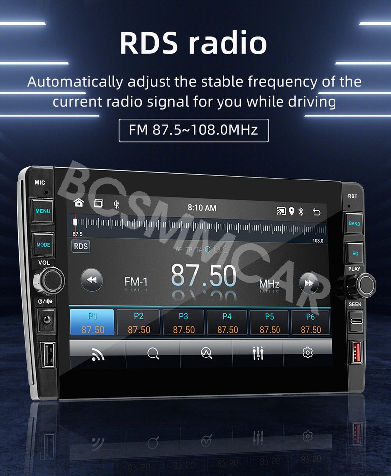 Stereo Radio 9in Car GPS Navigation Android 12 MP5 Player WIFI/FM/USB ...
