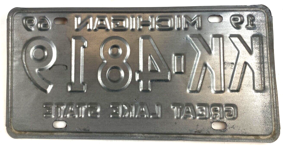 Vintage 1969 Michigan Auto License Plate KK-4819 Garage Man Cave Pub ...