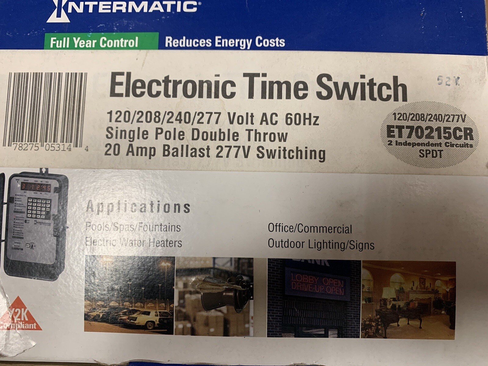 Intermatic 365 day Programmable Time Switch Model ET70215CR 120-277V ...