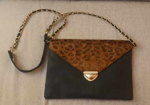 Primark/Atmosphere Furry Leopard Print/Black Cross Body Handbag | eBay