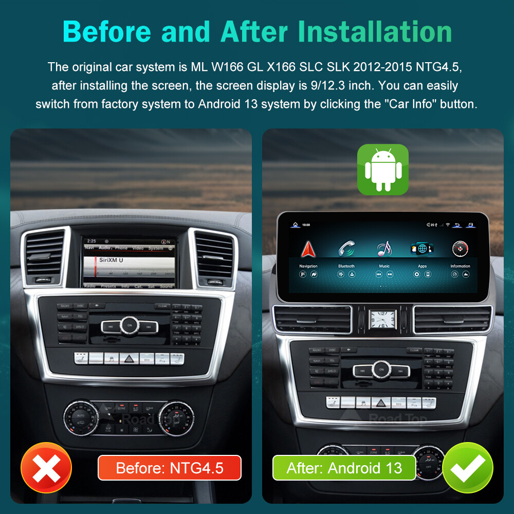 Android 13 Carplay AUTO Screen For Benz ML W166 GL X166 SLC SLK 2012 ...