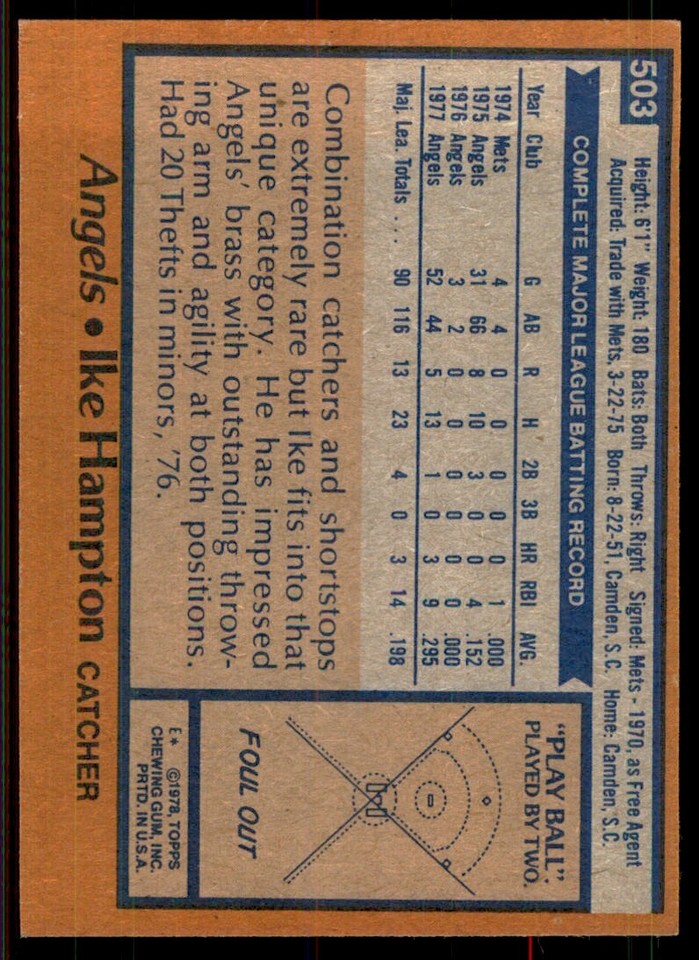 1978 Topps Ike Hampton (102) Baseball Cards. #503 | eBay
