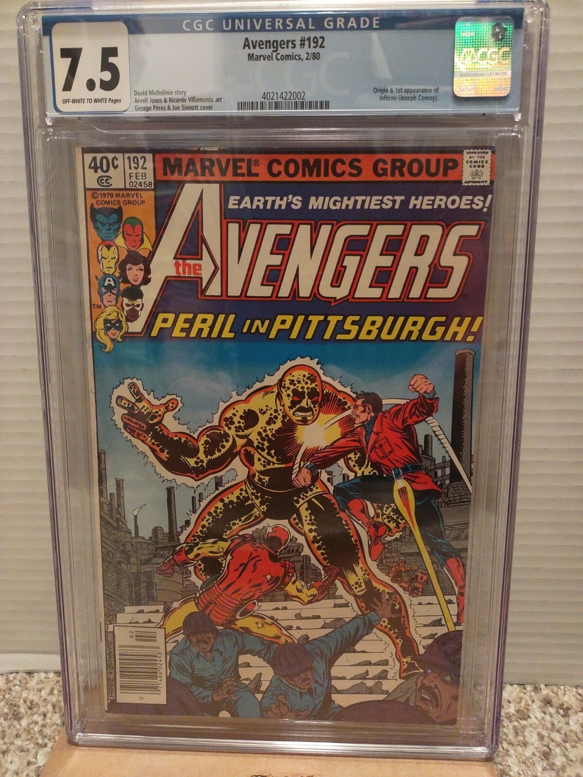 AVENGERS #192 CGC 7.5 "Marvel Comics" 1980 "ORIGIN & 1ST APPEARANCE OF ...