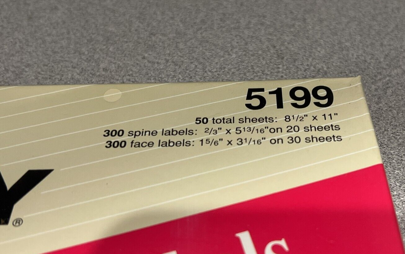 Avery Videotape Laser Labels # 5199- 8 1/2 x 11- 50 total sheets | eBay
