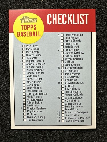 2012 Topps Heritage Baseball Checklist #C1 QTY | eBay