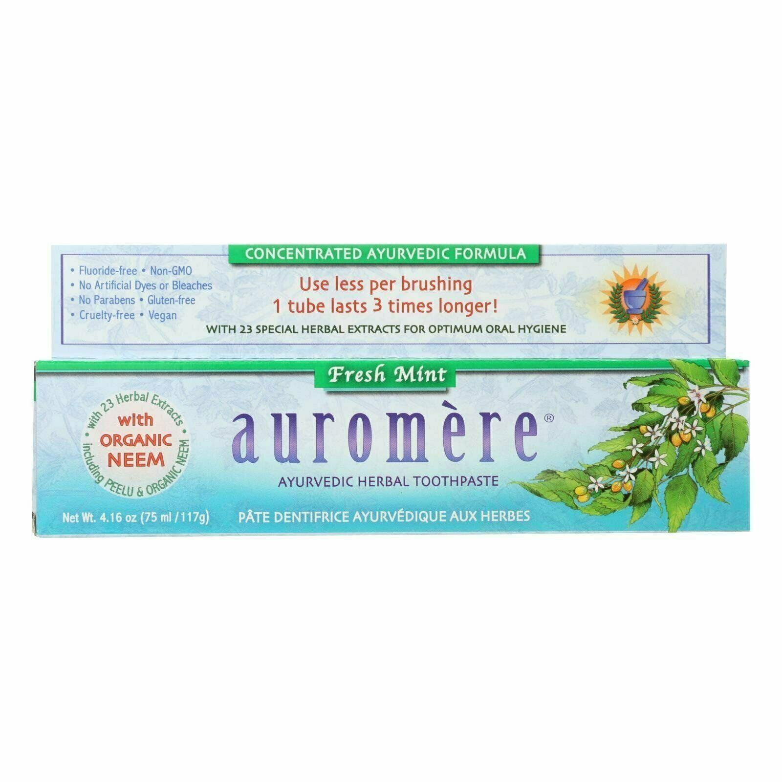 Auromere Ayurvedic Herbal Toothpaste with Neem Power Fresh Mint 4.16 oz ...