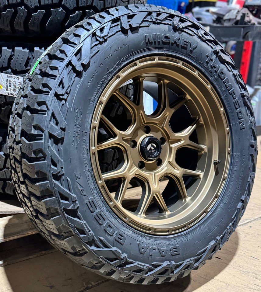 20x10 Fuel Tech Bronze Wheels 35" Baja Boss AT Tires 5x5 Jeep Wrangler ...