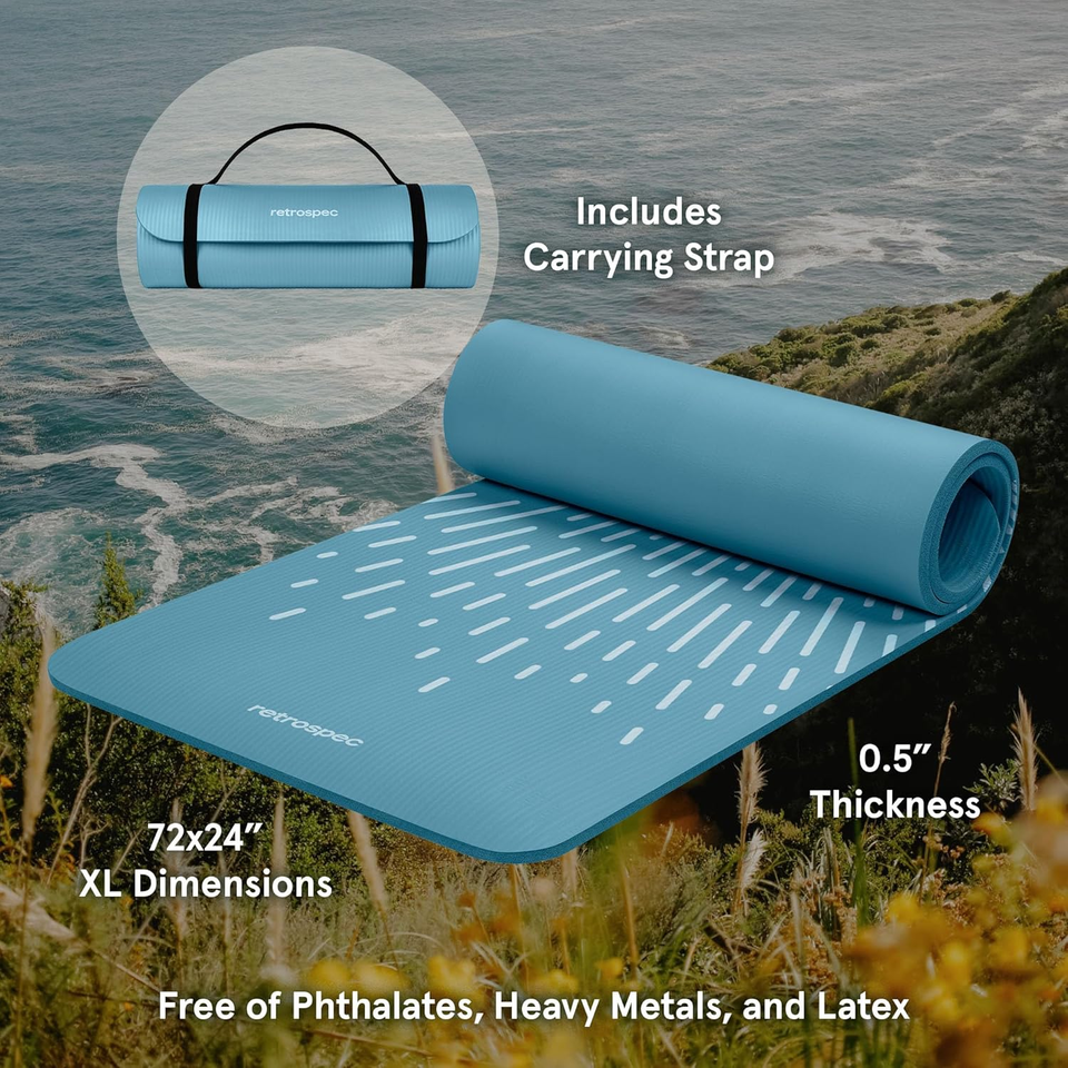 Solana Yoga Mat Thick 1/2In Non-Slip Workout Mat with Nylon Strap ...