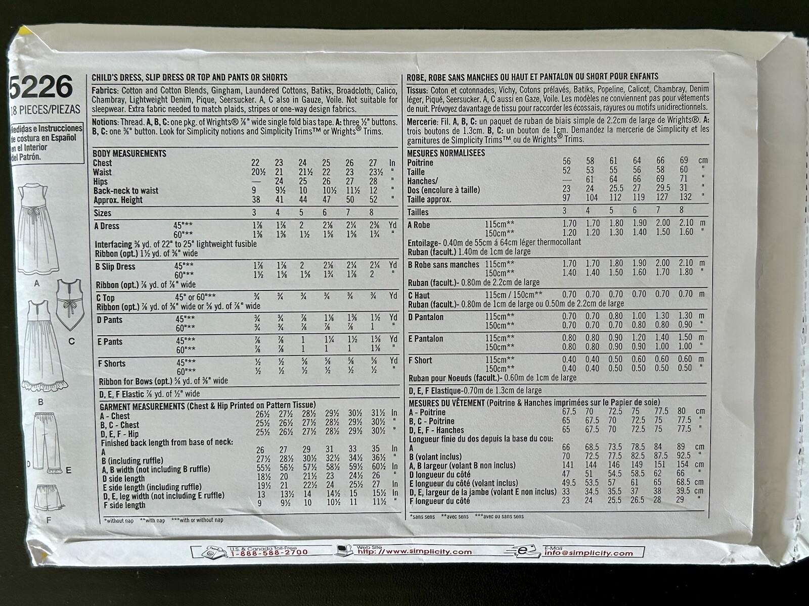 Simplicity 5226 Pattern Little Girl Sleeveless Sun Dress Shorts Top ...