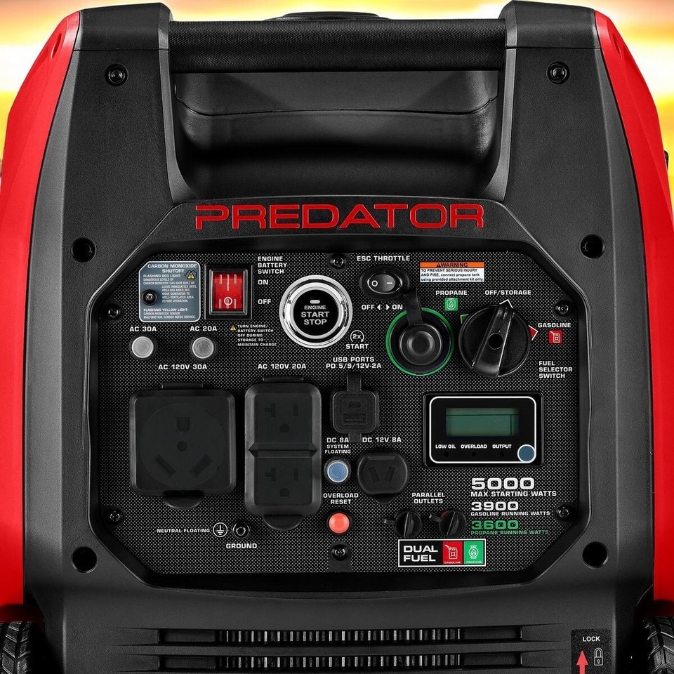Predator 5000 Watt Inverter Generator Dual Fuel W/ Remote Start Camping ...