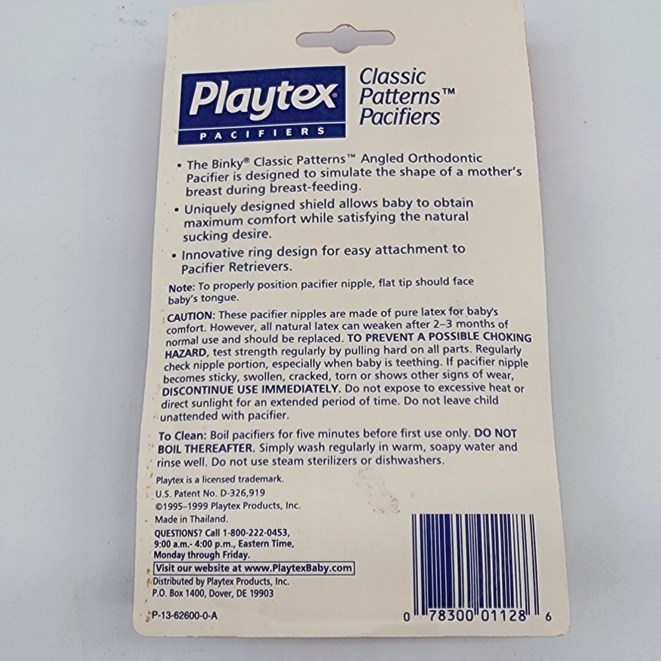 Vintage 1999 Playtex Cherub Binky Pacifier Kids Print Latex Angled ...