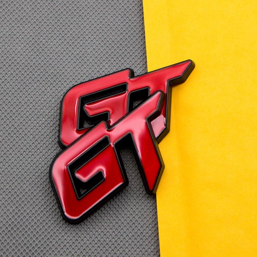 2x Black & Red Metal GT Letter Car Logo Racing Emblem Trunk Sport Badge ...