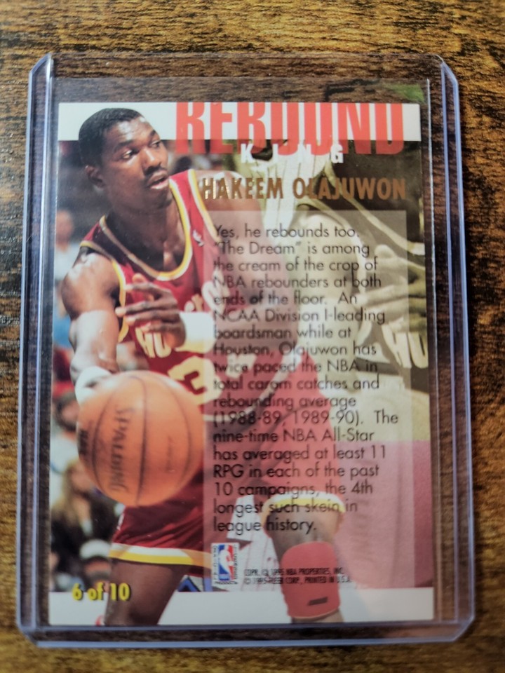 1994-95 Fleer Ultra Hakeem Olajuwon Rebound King Insert #6 Houston ...