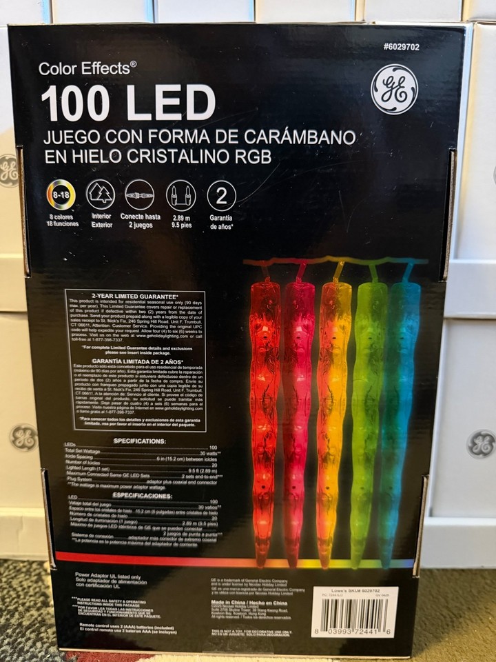 GE Color Effects 20 Ct Color-changing LED Plug-In Christmas Icicle ...