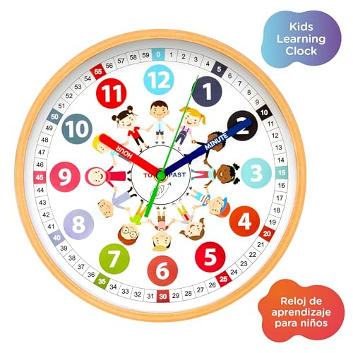 Colorful Educational Analog Learning Clock for Kids, Learn Time Easily ...